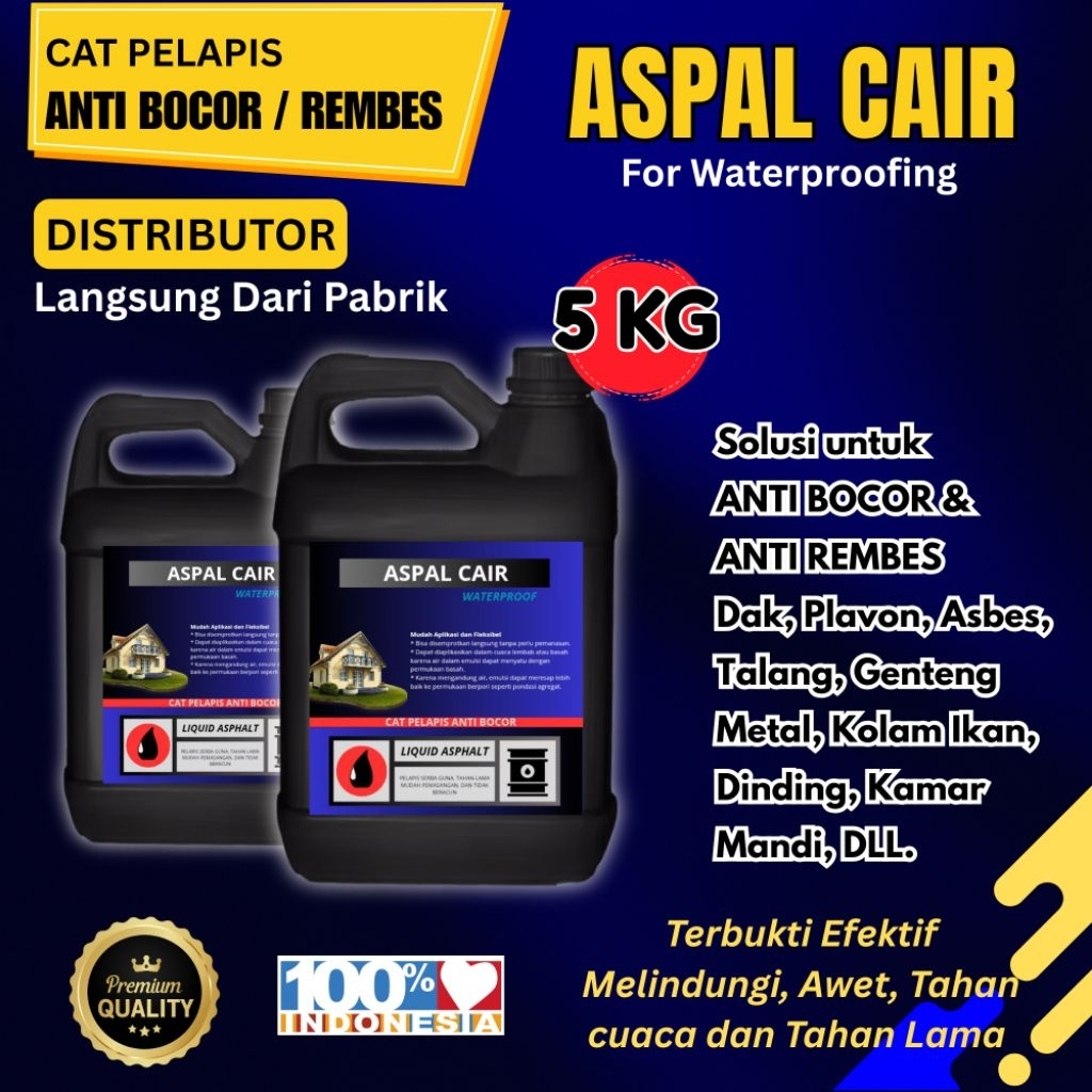 Jual aspal cair anti bocor dan rembes 5kg aspal emulsi asphalt emulsion ...