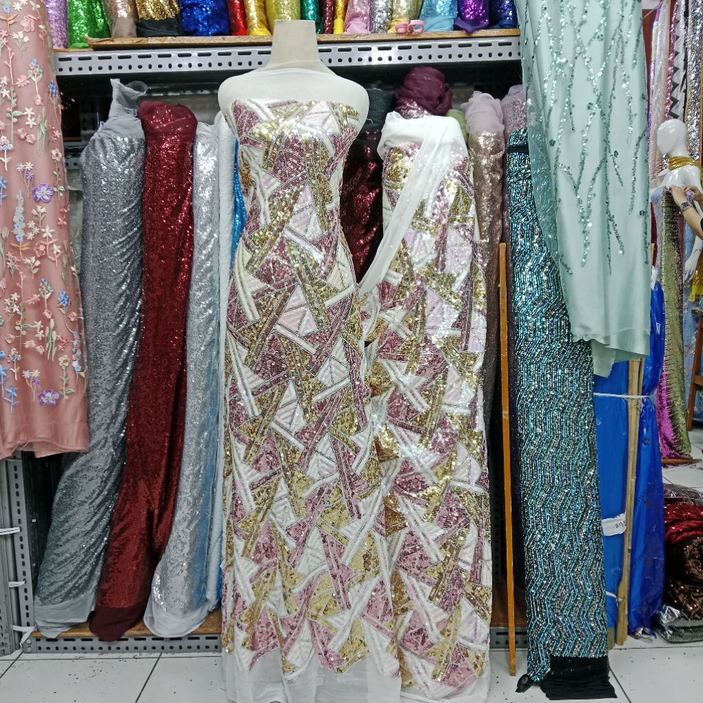 Jual BAHAN/KAIN TILLE STREACH SQUIN ABSTRAK TERBARU/MOTIF BARU | Shopee ...
