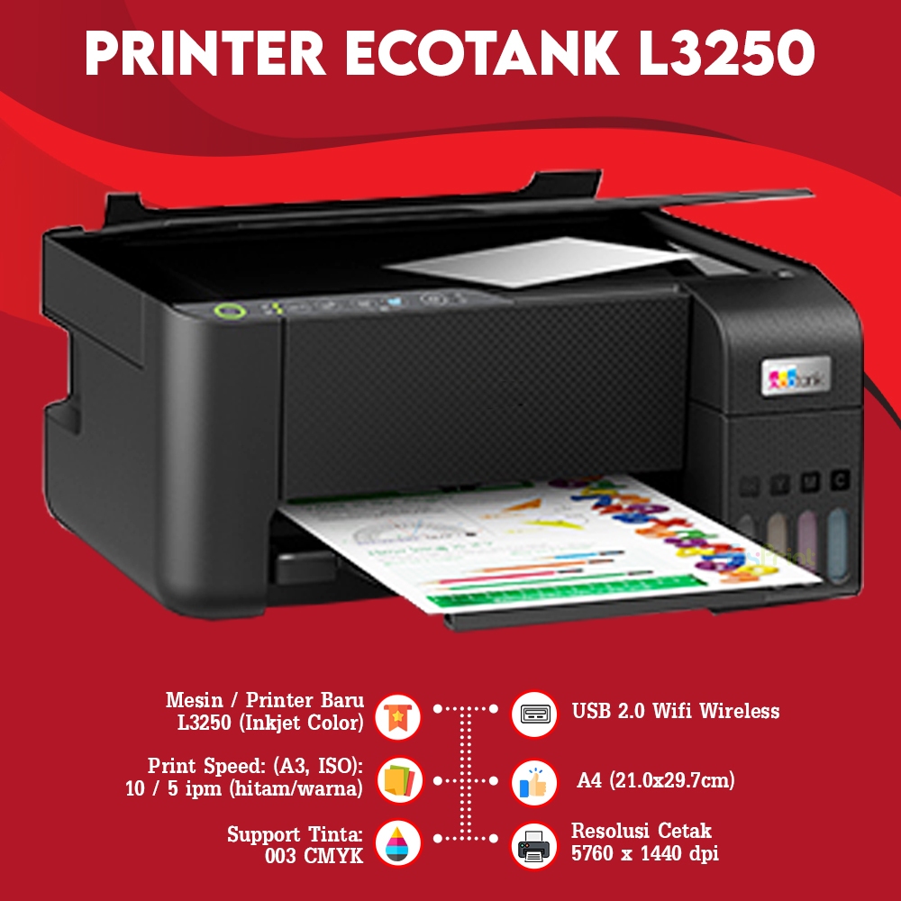 Jual Printer Eco Tank L3250 / L3251 Print Scan Copy AIO Wifi A4 EcoTank ...