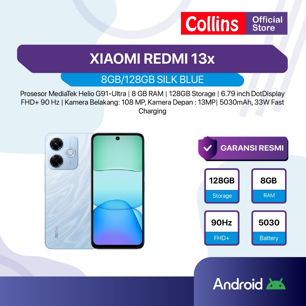 Jual XIAOMI REDMI 13X 8GB 256GB ∣ IPS LCD, 90Hz - HyperOS ∣ Mediatek ...