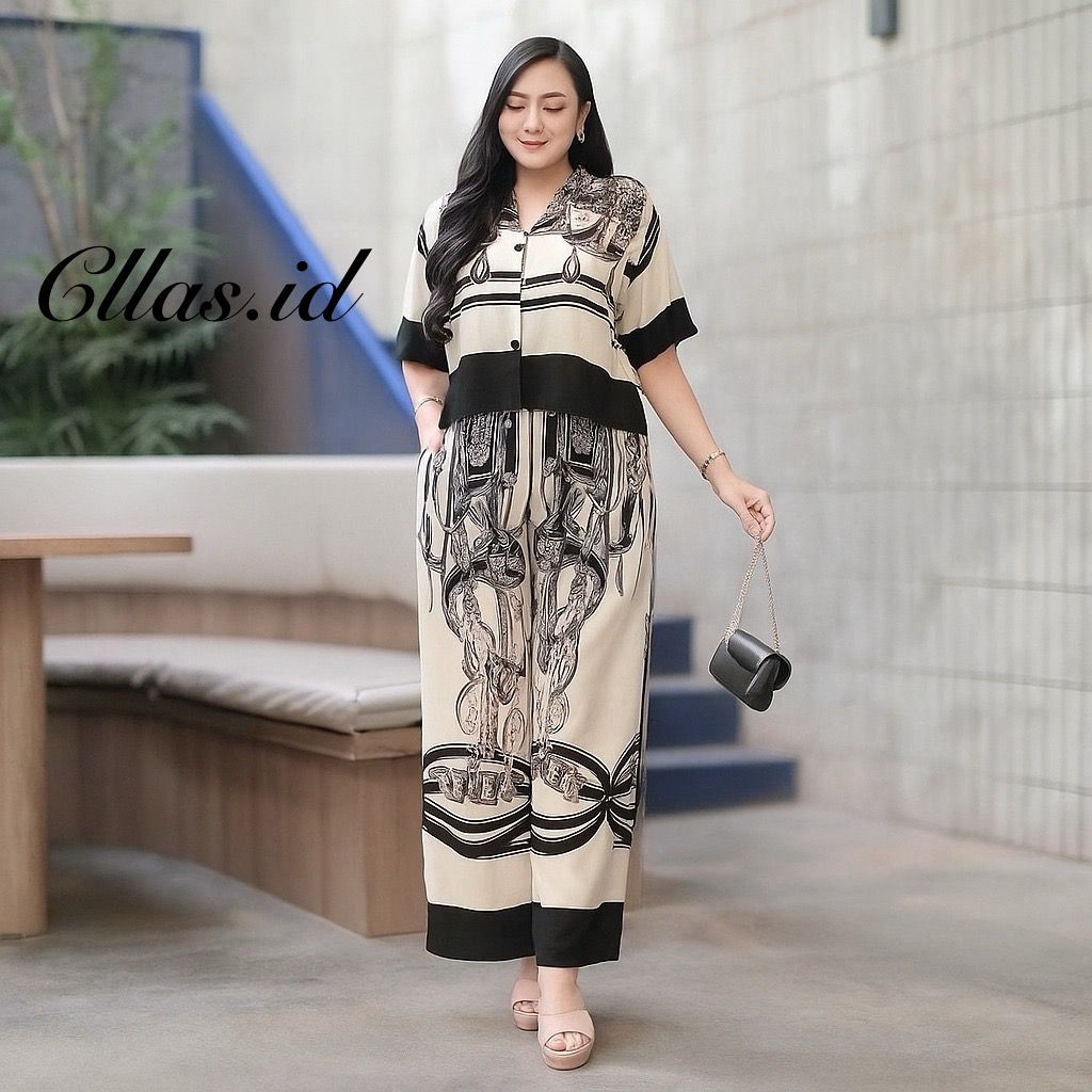 Jual one set wanita kekinian / New One Set Crop Setelan Celana Kulot Wanita Hightwaist / one set ...