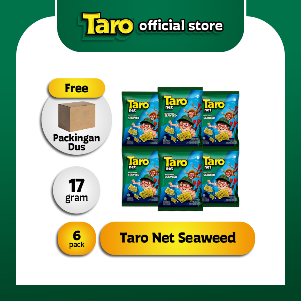 Jual TARO Net Seaweed 17g 6 pcs Snack Ringan renceng | Shopee Indonesia