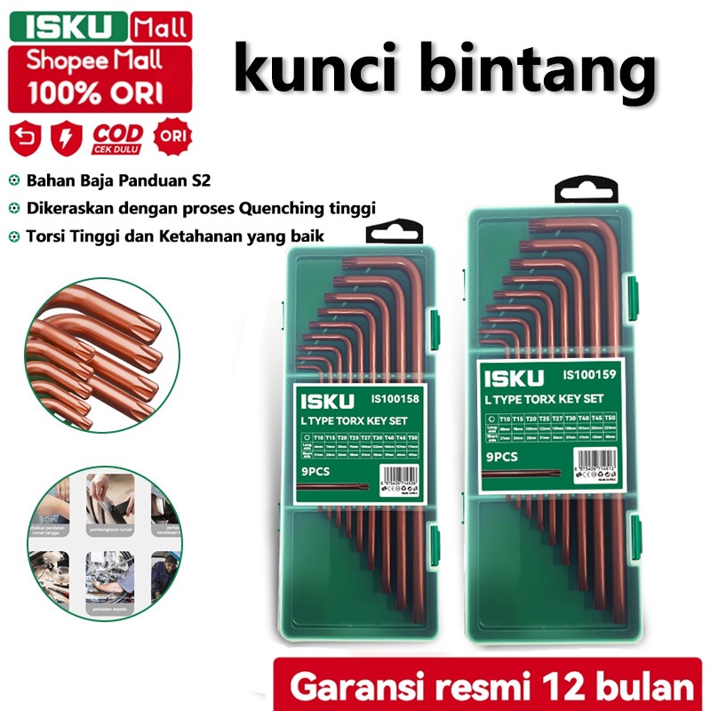 Jual ISKU Kunci Bintang Hex Set S2 Steel Kuat Torsi Tinggi Tahan Lama ...