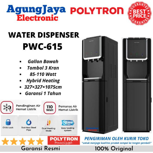 Jual DISPENSER POLYTRON PWC-615 GALLON BAWAH 3 KRAN HYBRID (CILEGON ...
