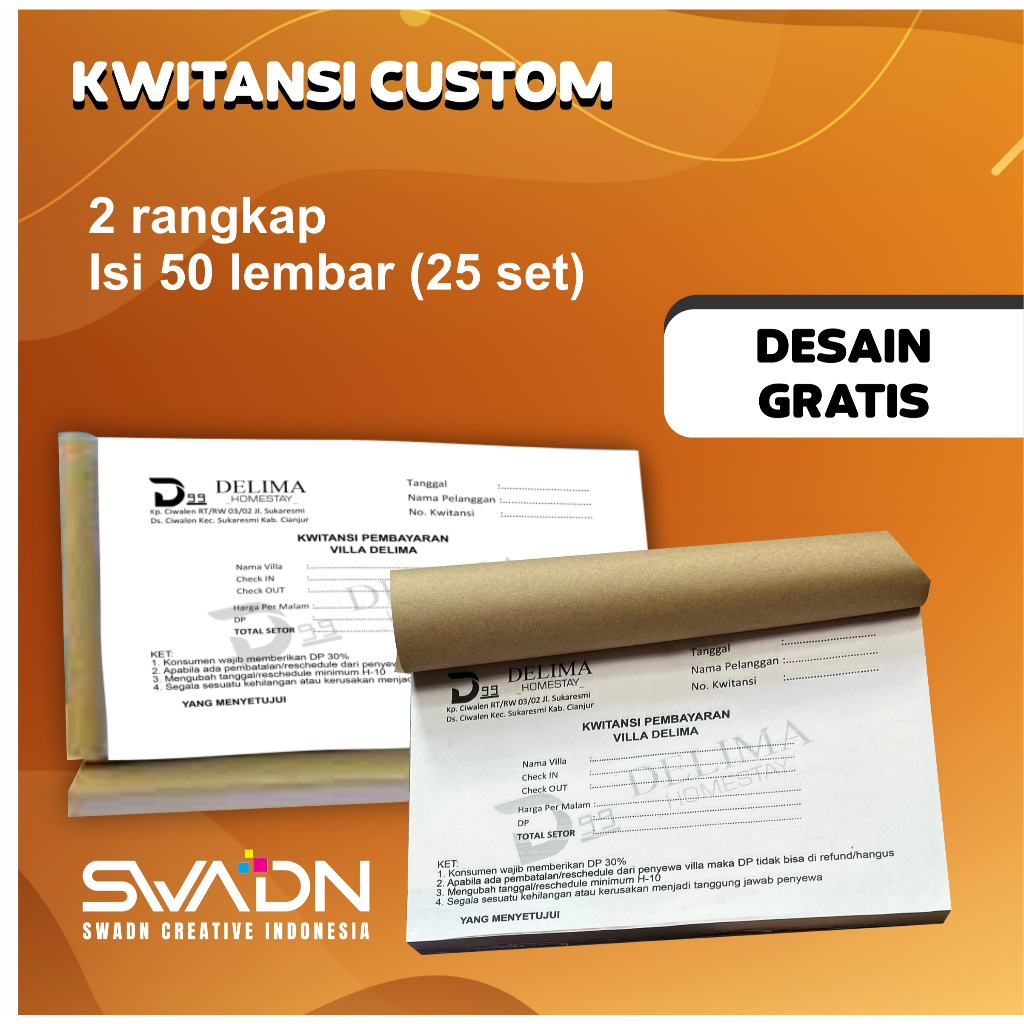 Jual Kwitansi Custom 1 Ply 2 Ply 3 Ply / Custom Nama Usaha Logo Sendiri ...