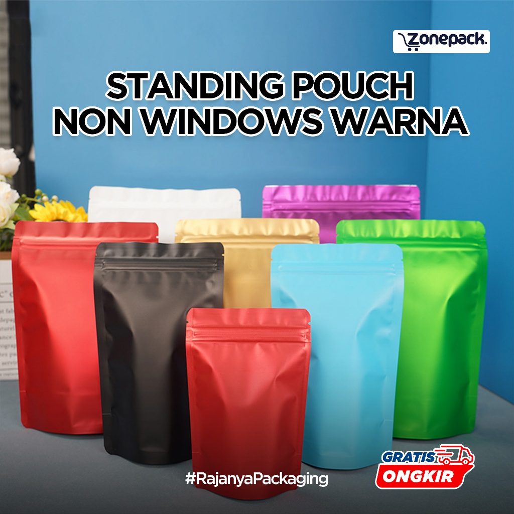 Jual Standing Pouch Non Windows full Metalized Foil | Ziplock Non ...