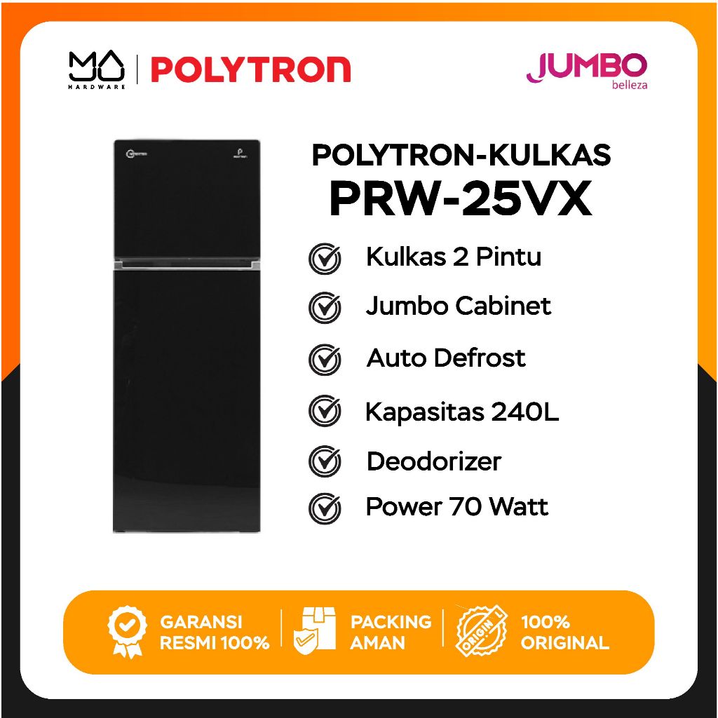 Jual POLYTRON Kulkas 2 Pintu Belleza Jumbo Inverter 240 Liter Inverter ...