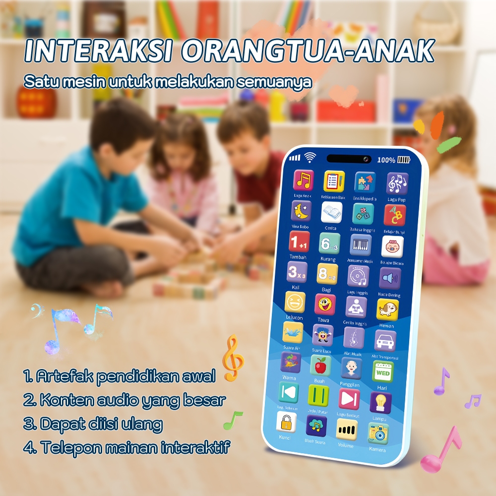 Jual Telepon mainan anak Indonesia 36 tombol dengan musik dan lampu ...