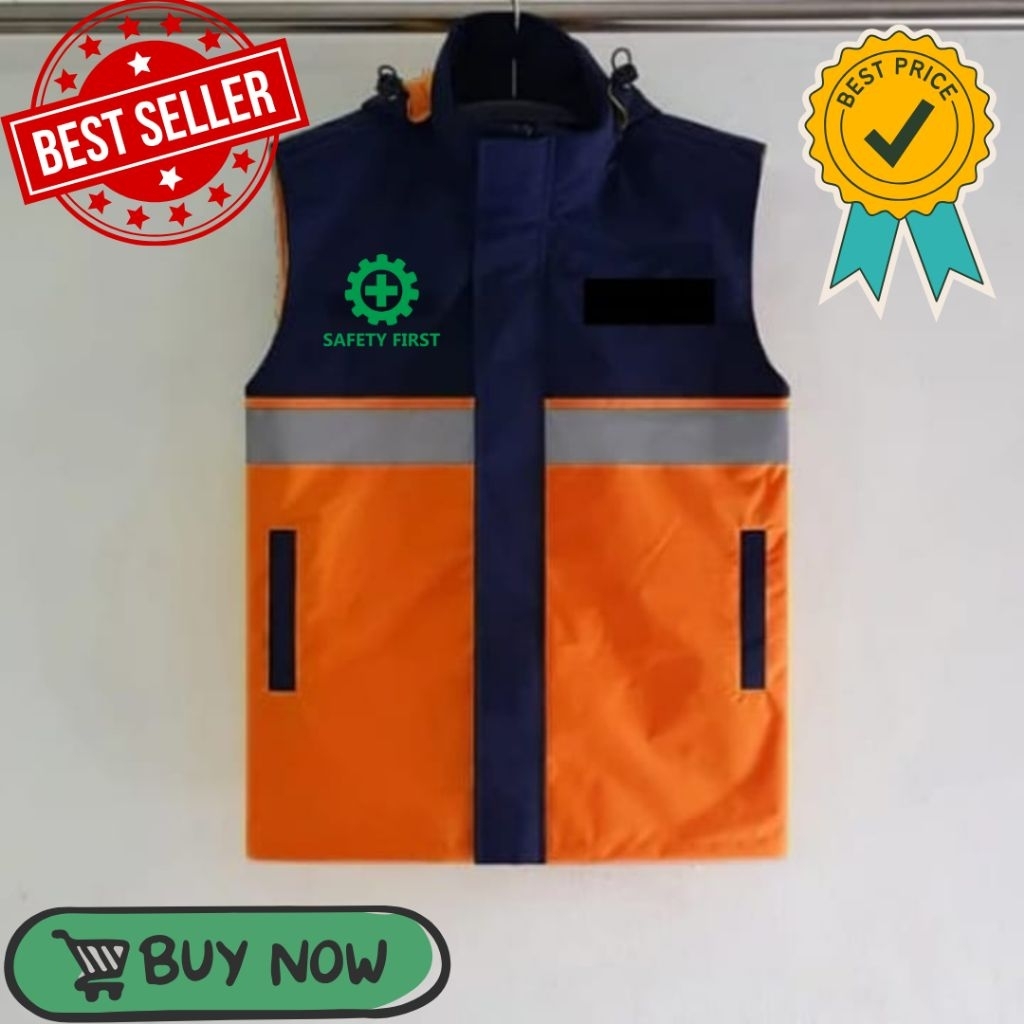 Jual Rompi K3 Navy Orange / Vest Safety First ( Polos ) | Shopee Indonesia