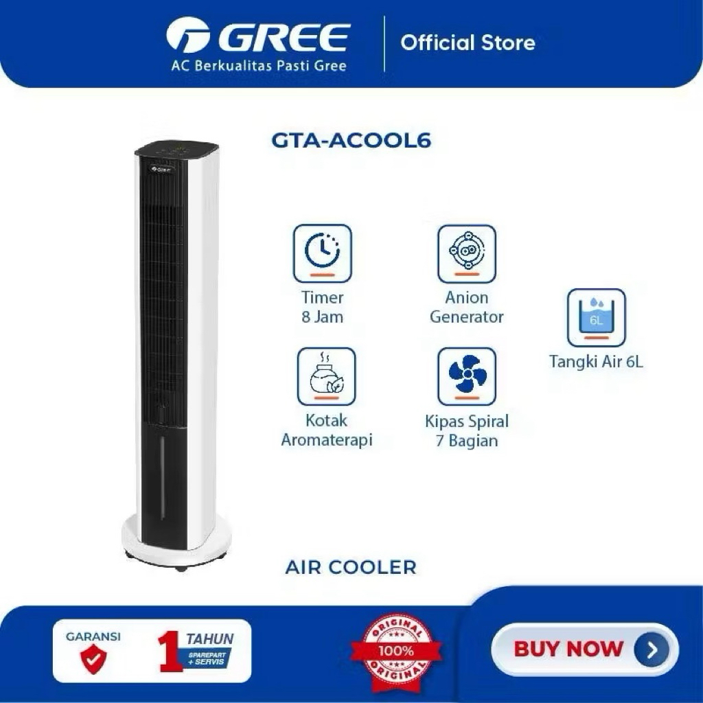 Jual GREE ACOOL 6 Tower Fan Air Cooler Model GTA-ACOOL6 Kipas Angin ...