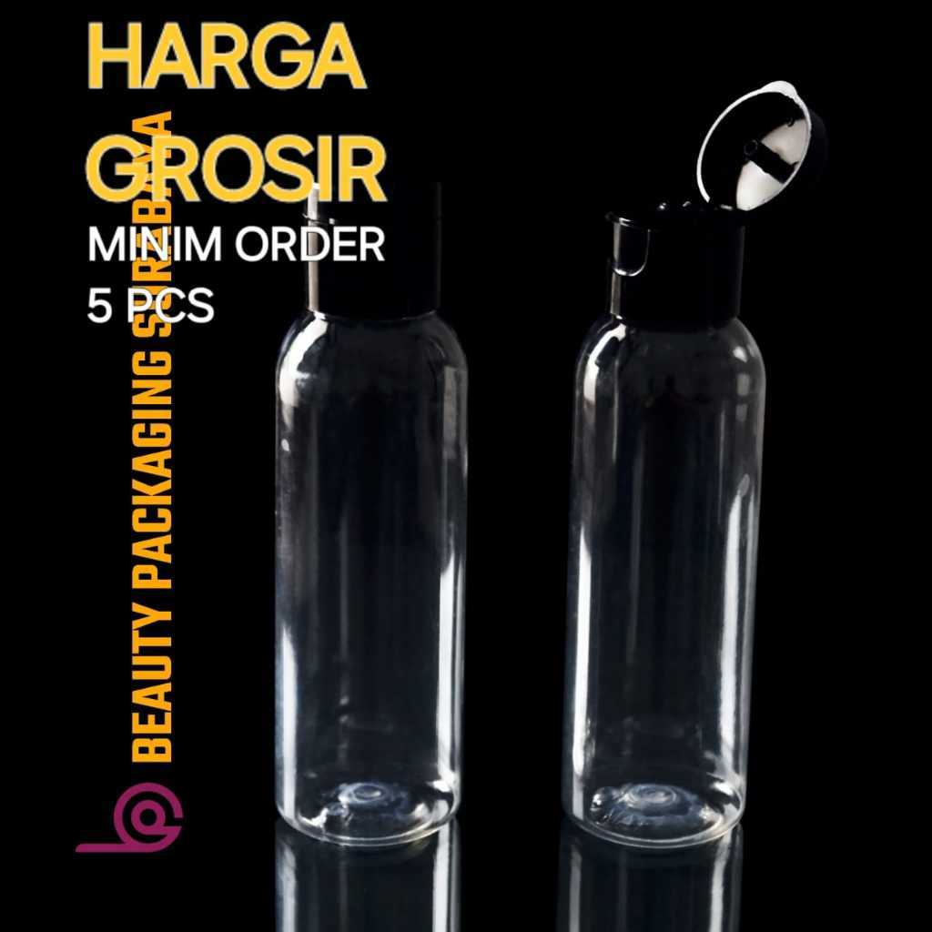 Jual Botol Plastik PET 100ml BR Bening Tutup Fliptop - MOQ 5 PCS | Shopee Indonesia
