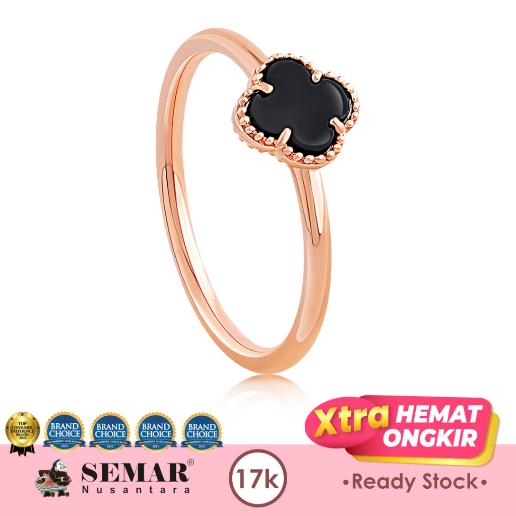 Jual Cincin Emas Clover Flower Rose Gold 17K Semar Nusantara | Shopee ...