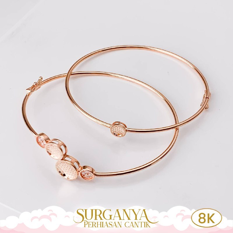 Jual Macan Gold Kadar 8K Yellow Gold Bangle - Gelang Model Shimmer ...
