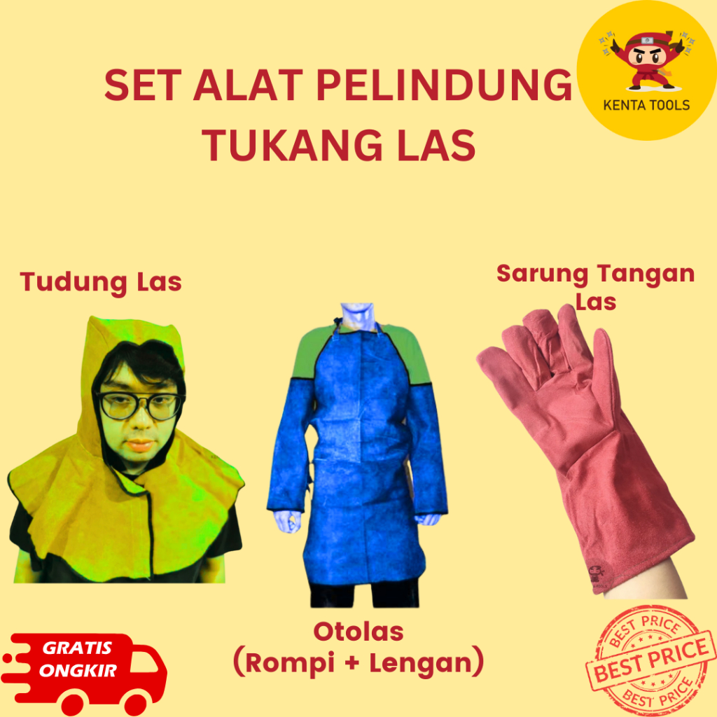 Jual Set Alat Pelindung Tukang Las – Tudung + Celemek + Lengan + Sarung Tangan | APD Las Lengkap ...