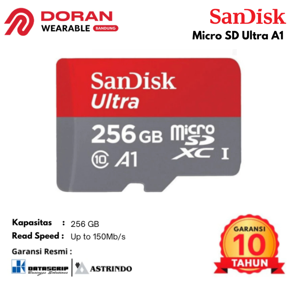 Jual Sandisk Micro SD 256GB A1 up to 150Mbps - Garansi Resmi 10 Tahun ...