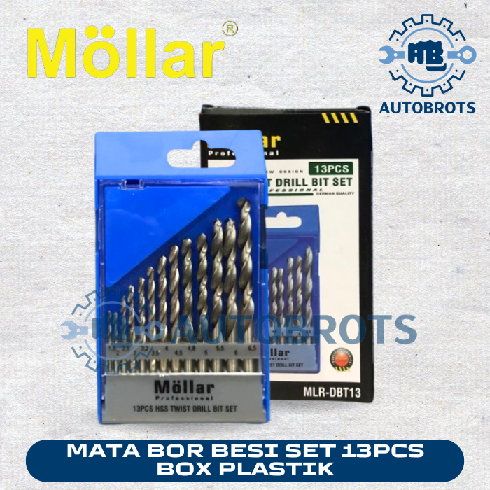 Jual MOLLAR Mata Bor Besi Set 13Pcs Box Plastik / Twist Drill Bit Set ...