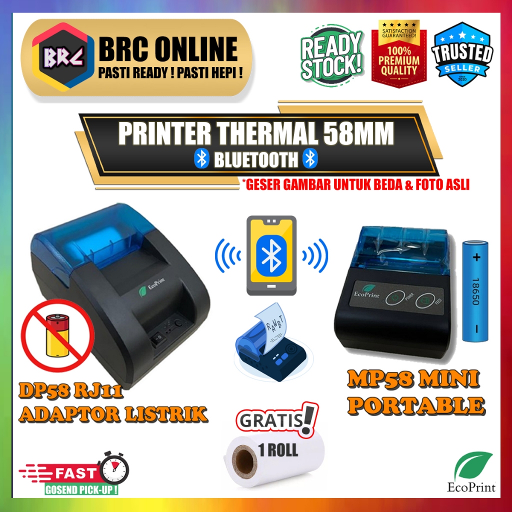Jual Printer Kasir Thermal Bluetooth 57mm 58mm DP58 MP58 Struk Resi Brilink Cafe PPOB SPBU UMKM ...