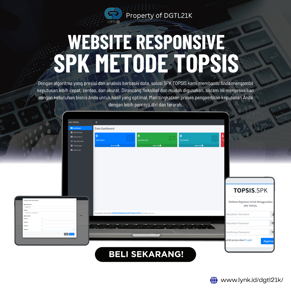 Jual Source Code Sistem Pendukung Keputusan Metode TOPSIS - Fullstack PHP & MySQL Codeigniter 3 ...