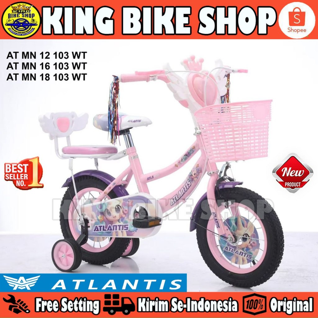 Jual Sepeda Anak Perempuan ATLANTIS 103 WT Ukuran 12 16 18 Inch Usia 2 ...