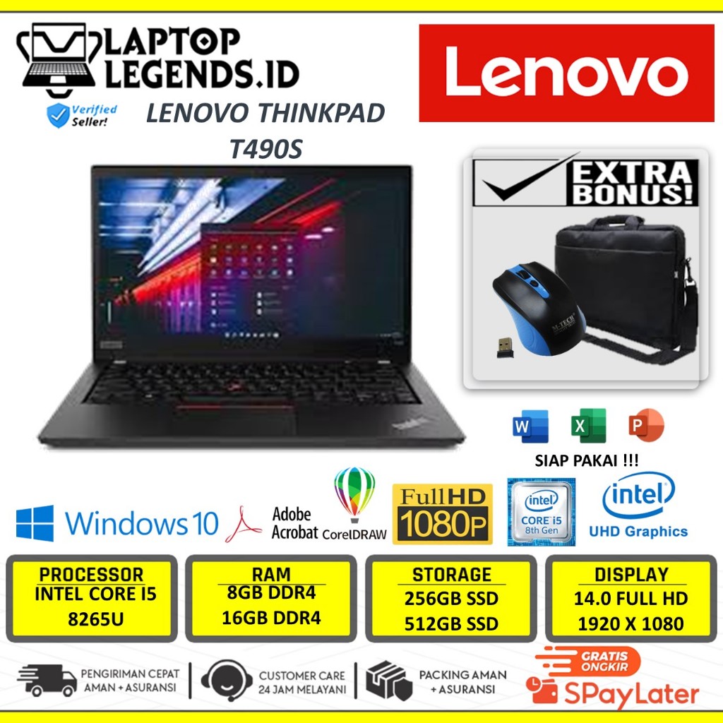 Jual Laptop Lenovo Thinkpad T490S Intel Core I5 8265U 16GB 512GB 14 ...