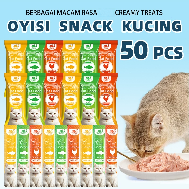 Jual Snack Kucing Mix 50 Pcs Bergizi Cat Strip Snack Creamy Treats ...