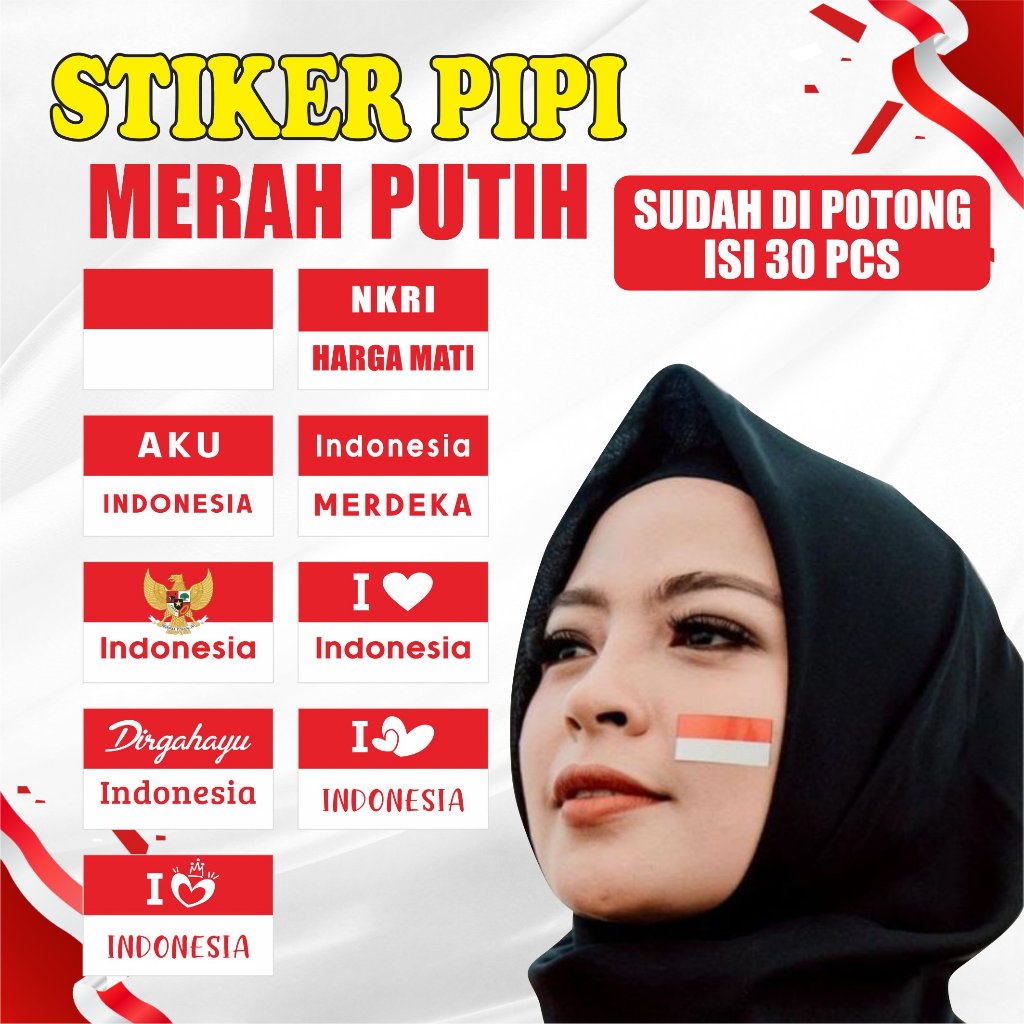 Jual MURAH STICKER PIPI MERAH PUTIH ISI 30 PCS / STICKER BENDERA PIPI ...