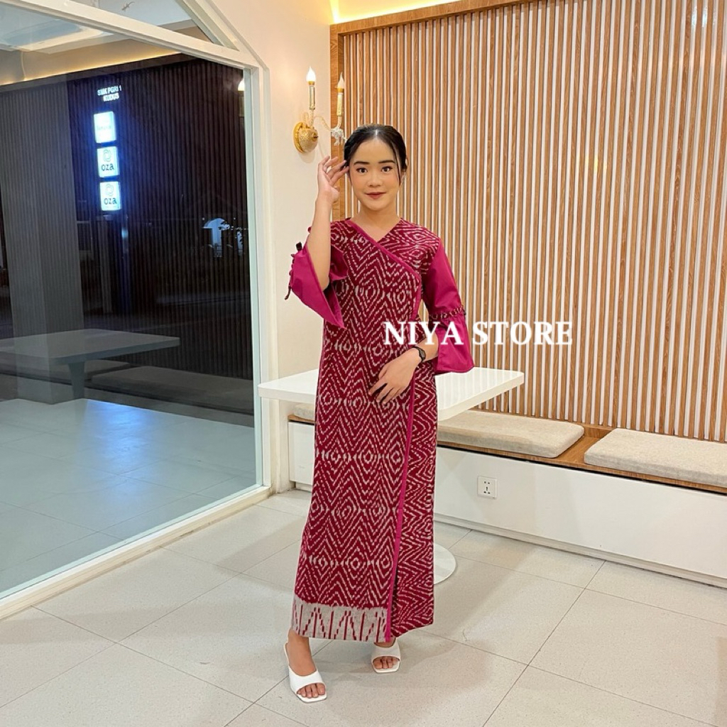 Jual NIYA STORE || MONIC Dress Baju Wanita Tenun Gamis Tenun Wanita Trendy Dress Wanita Warna ...