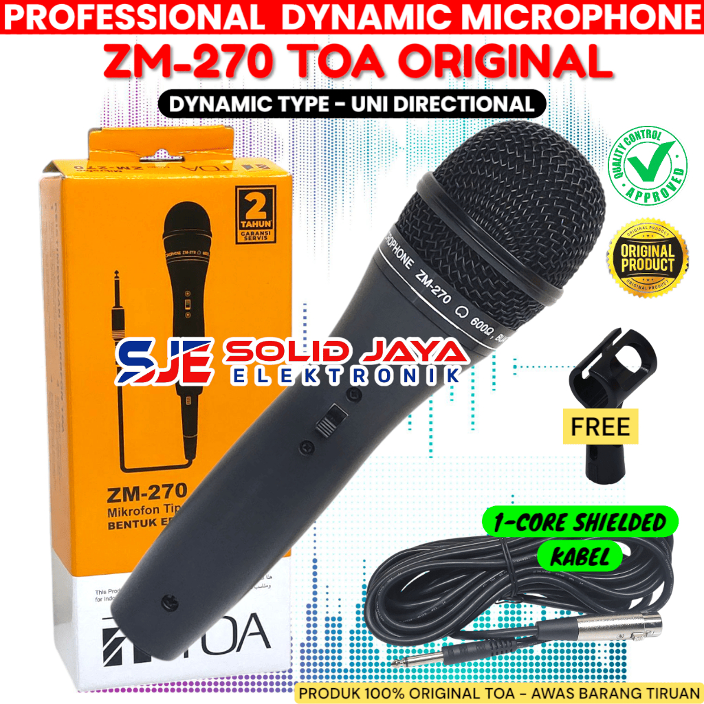Jual MIC MICROPHONE TOA ZM270 ZM-270 KABEL PROFESIONAL DINAMIC DYNAMIC MIK ZM-270 ZM 270 ...