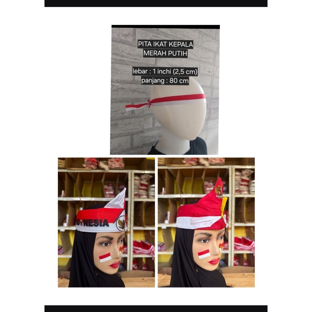 Jual bendo / bandana merah putih hiasan kepala dan pita ikat kepala ...