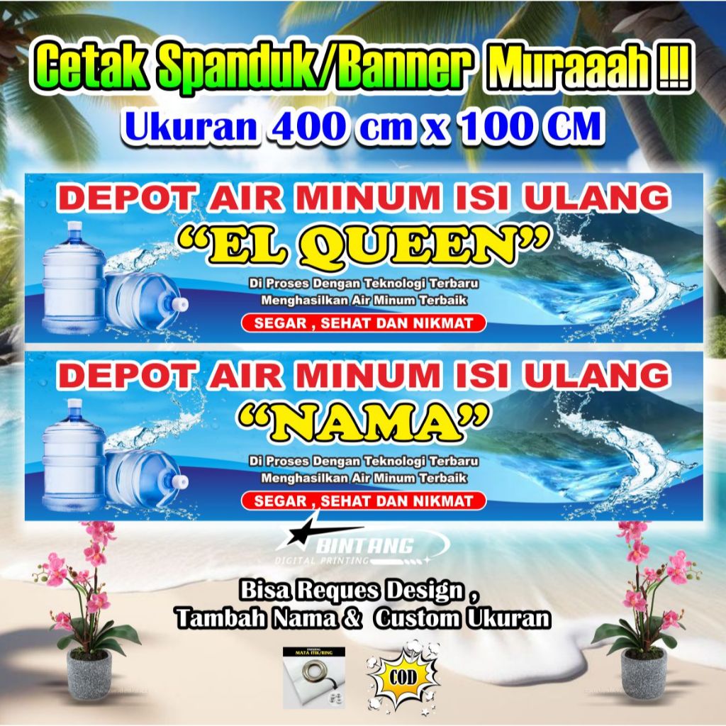 Jual Spanduk Banner Depot Air Minum Ukuran 400 cm x 100 cm | Shopee ...