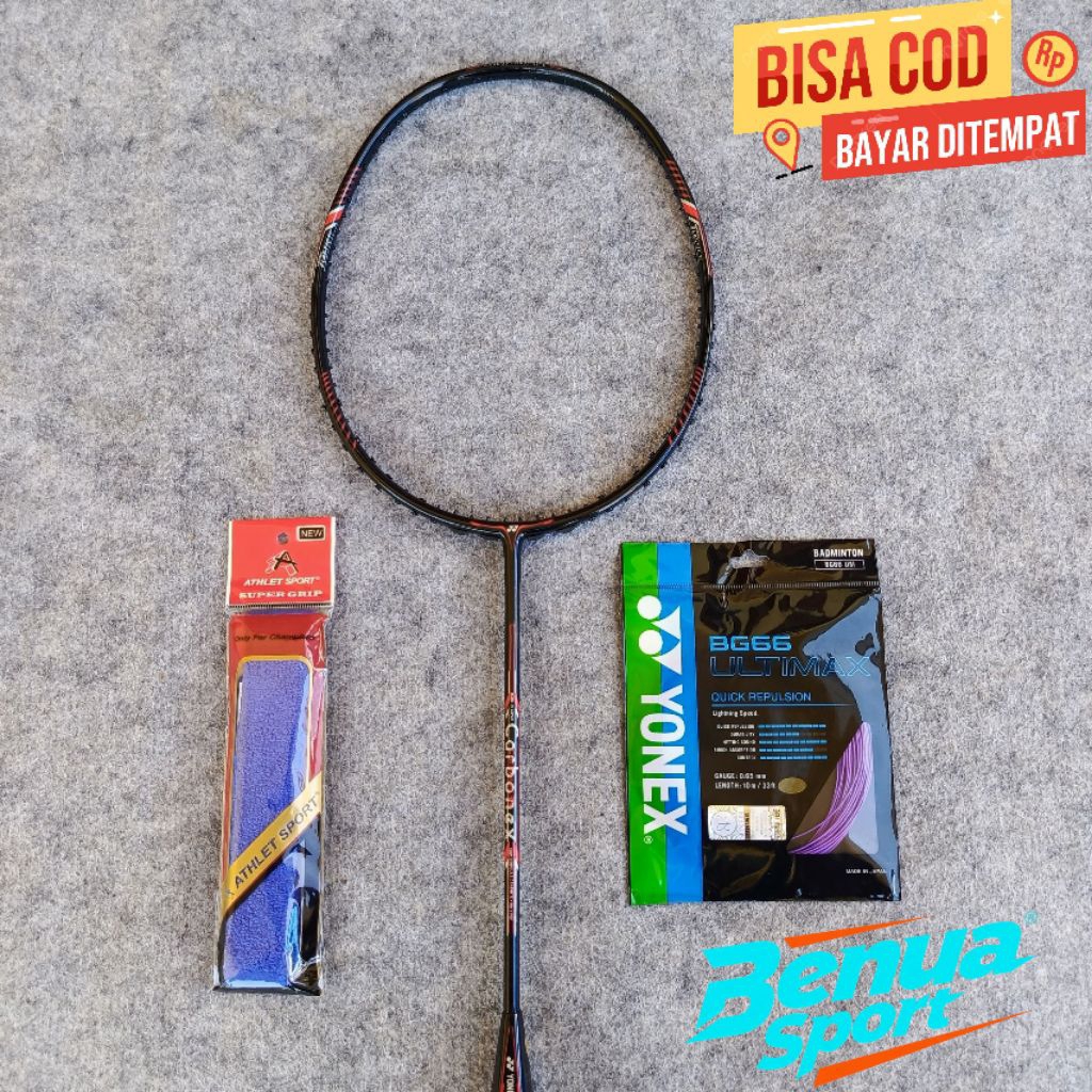 Jual Raket badminton murah carbonex 25,30 dan 35 sp 30lbs siap pakai bonus tas dan handgrip bisa ...
