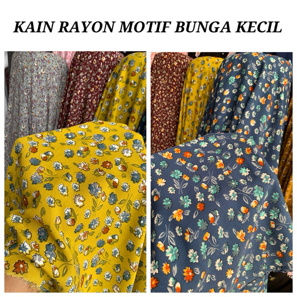 Jual bahan kain katun rayon motif bunga kecil kecil/rayon motif terbaru ...
