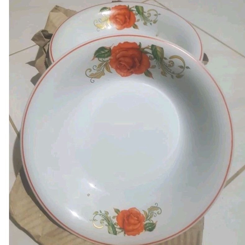 Jual PIRING MAKAN KERAMIK 6 PCS OMEGA MOTIF ROSE 9 INCI PIRING KERAMIK ...