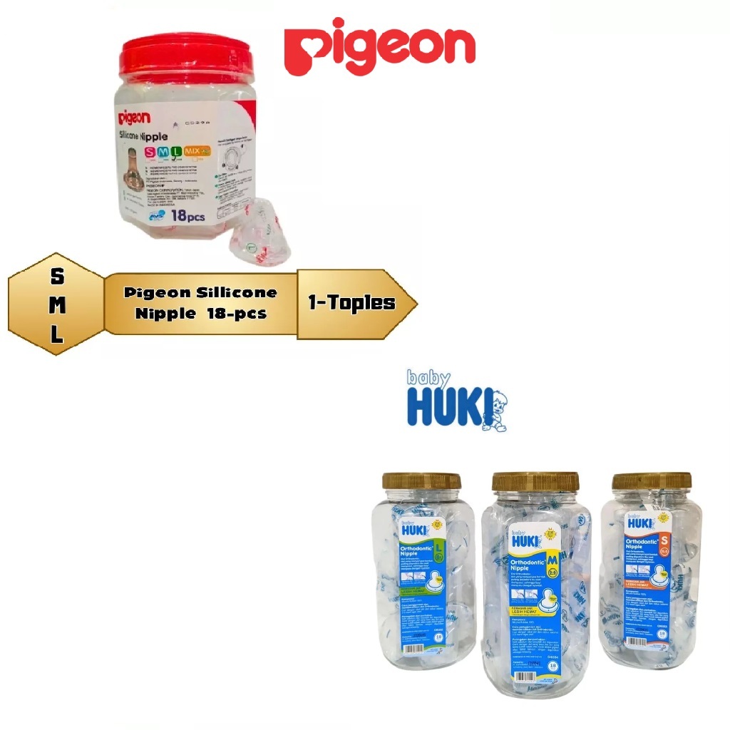 Jual HUKI / PIGEON MURAH NIPPLE ORTHODONTIC SILICONE NIPPLE 1 TOPLES ...