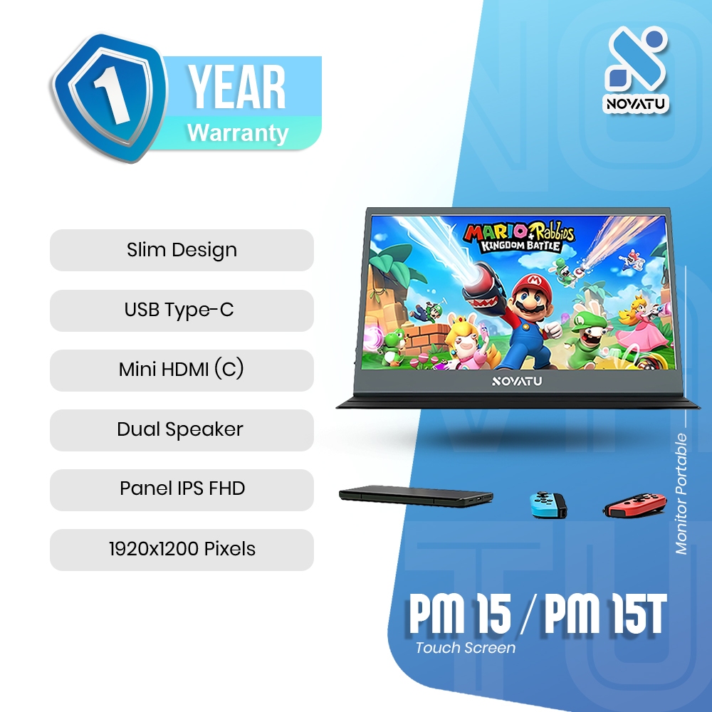 Jual Monitor Portable Touch Screen Novatu Mini HDMI IPS FHD 15.6 Inch ...