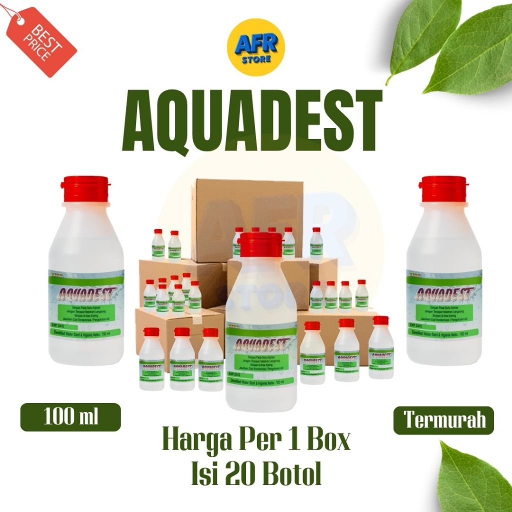 Jual AQUADEST 100ml - Air Destilasi Steril | Paket 1 Dus Isi 20 Botol ...