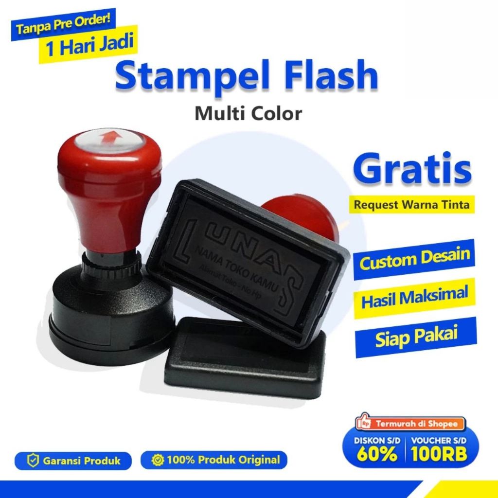 Jual Stempel Flash Costum | Bisa Logo & Teks | Ukuran Bebas | Bikin ...