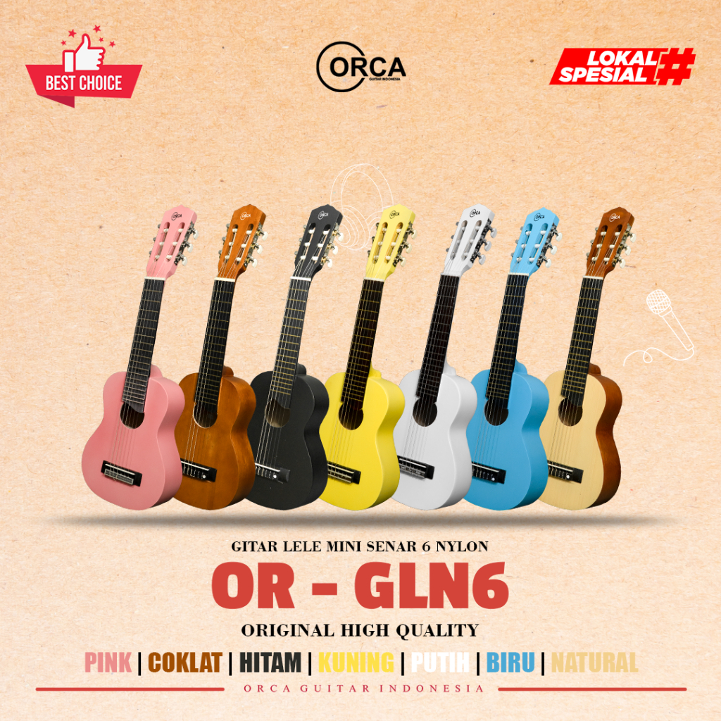 Jual ORCA Gitar Lele Mini OR - GLN6 Senar 6 Nylon Guitar | Shopee Indonesia