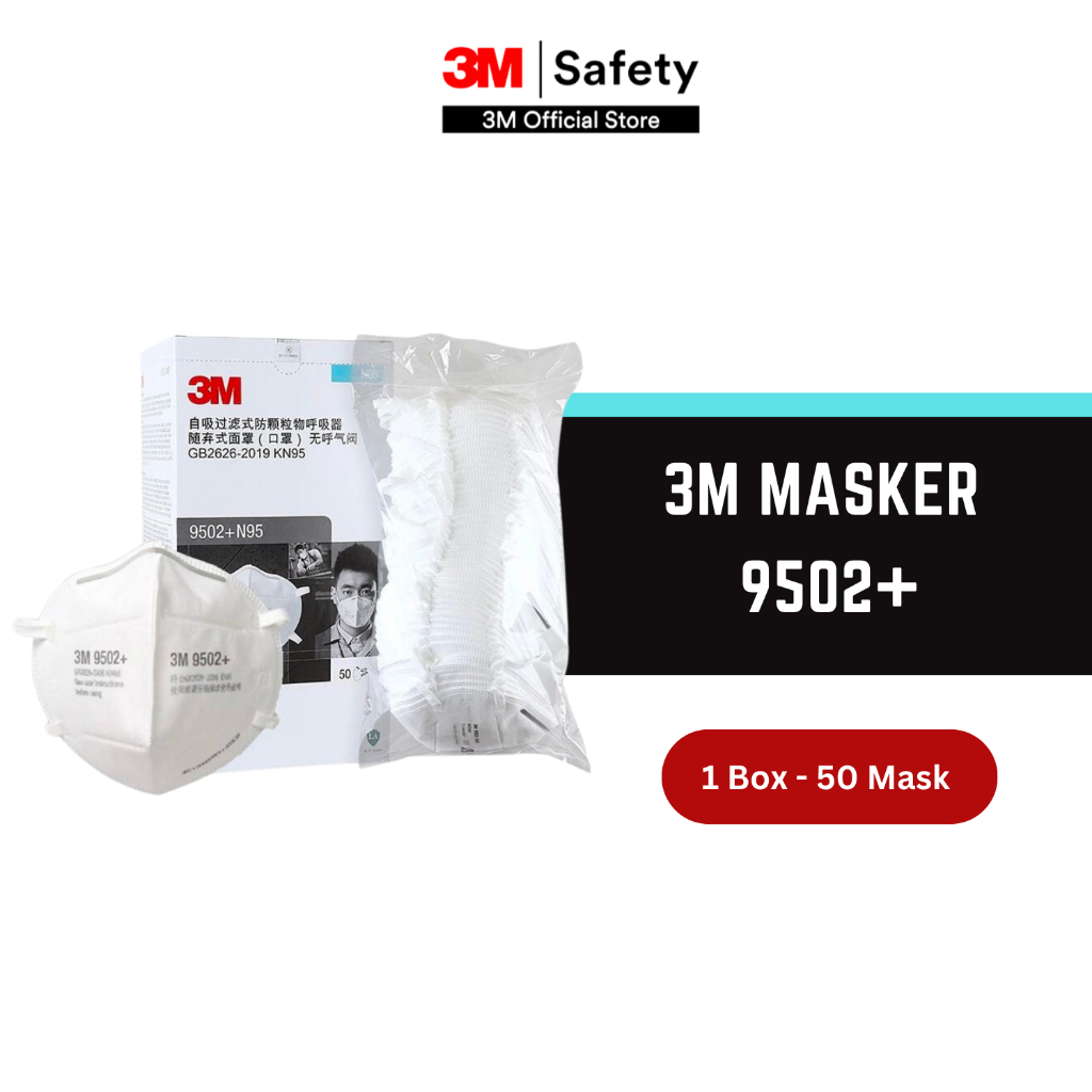 Jual 3M 9502+ Masker N95 Particulate Respirator - 1 Box isi 50 masker ...