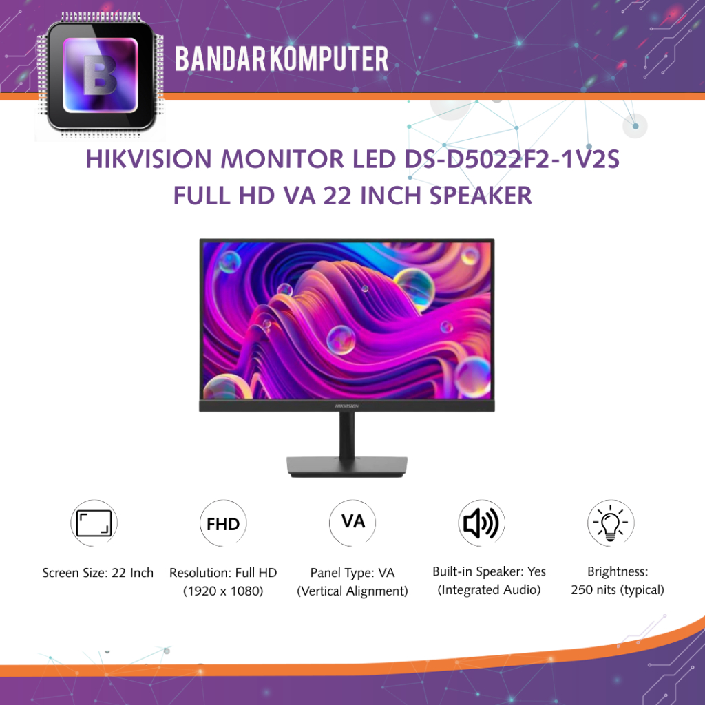Jual HIKVISION MONITOR LED DS-D5022F2-1V2S FULL HD VA 22 INCH SPEAKER | Shopee Indonesia