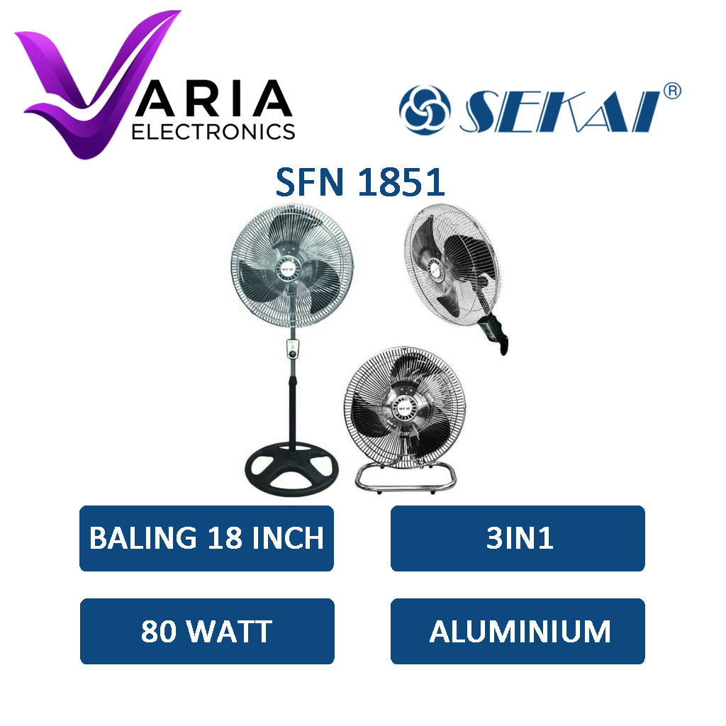 Jual STAND FAN / KIPAS BERDIRI SEKAI SFN 1851 KIPAS 18 INCH BESI TORNADO ALUMINIUM 3IN1 WADESTA ...