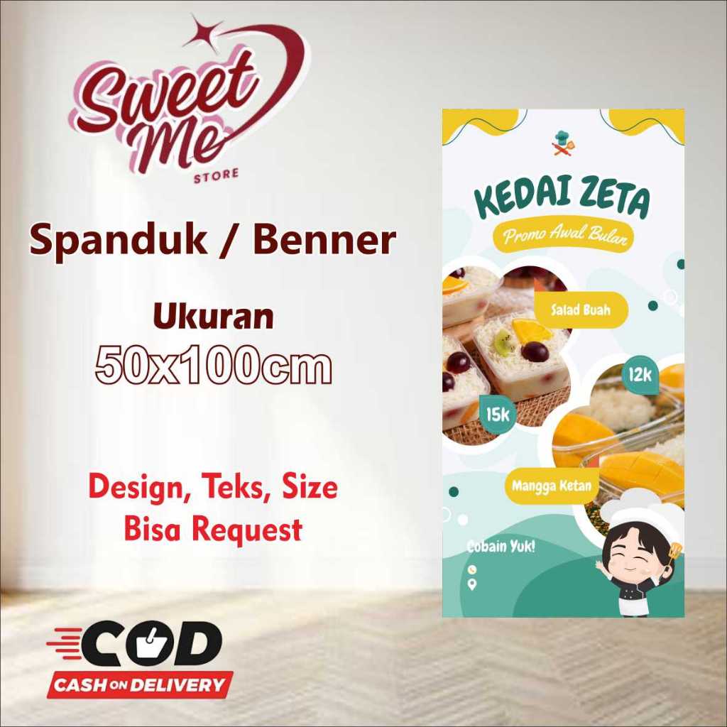 Jual spanduk benner ukuran 50x100 cm kedai zeta free custom desain ...