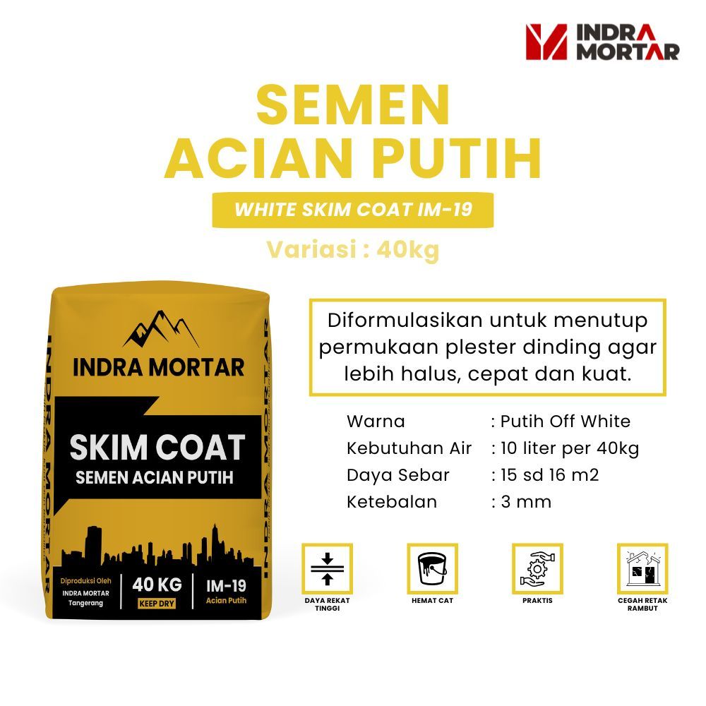 Jual Semen Instan | Mortar Acian Putih IM-19 | 40 KG | Indra Mortar ...