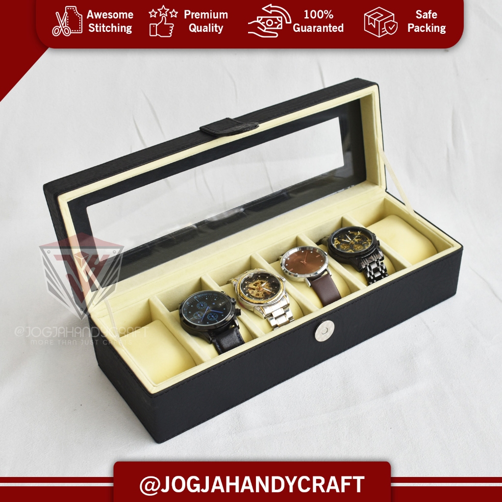 Jual FULL COLOR KOTAK TEMPAT JAM TANGAN ISI 6 / WATCH BOX ORGANIZER ...