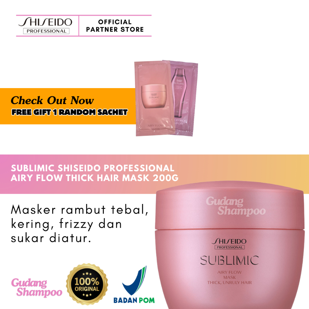 Jual ORIGINAL Hair Mask AIRY FLOW Thick SUBLIMIC Shiseido Professional 200g | Shopee Indonesia