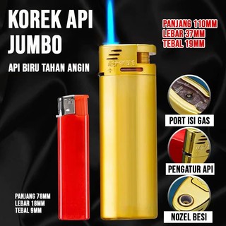 Jual BBAK Korek Api Gas JUMBO Korek Api Bara Bahan Besi Api Biru Tahan ...
