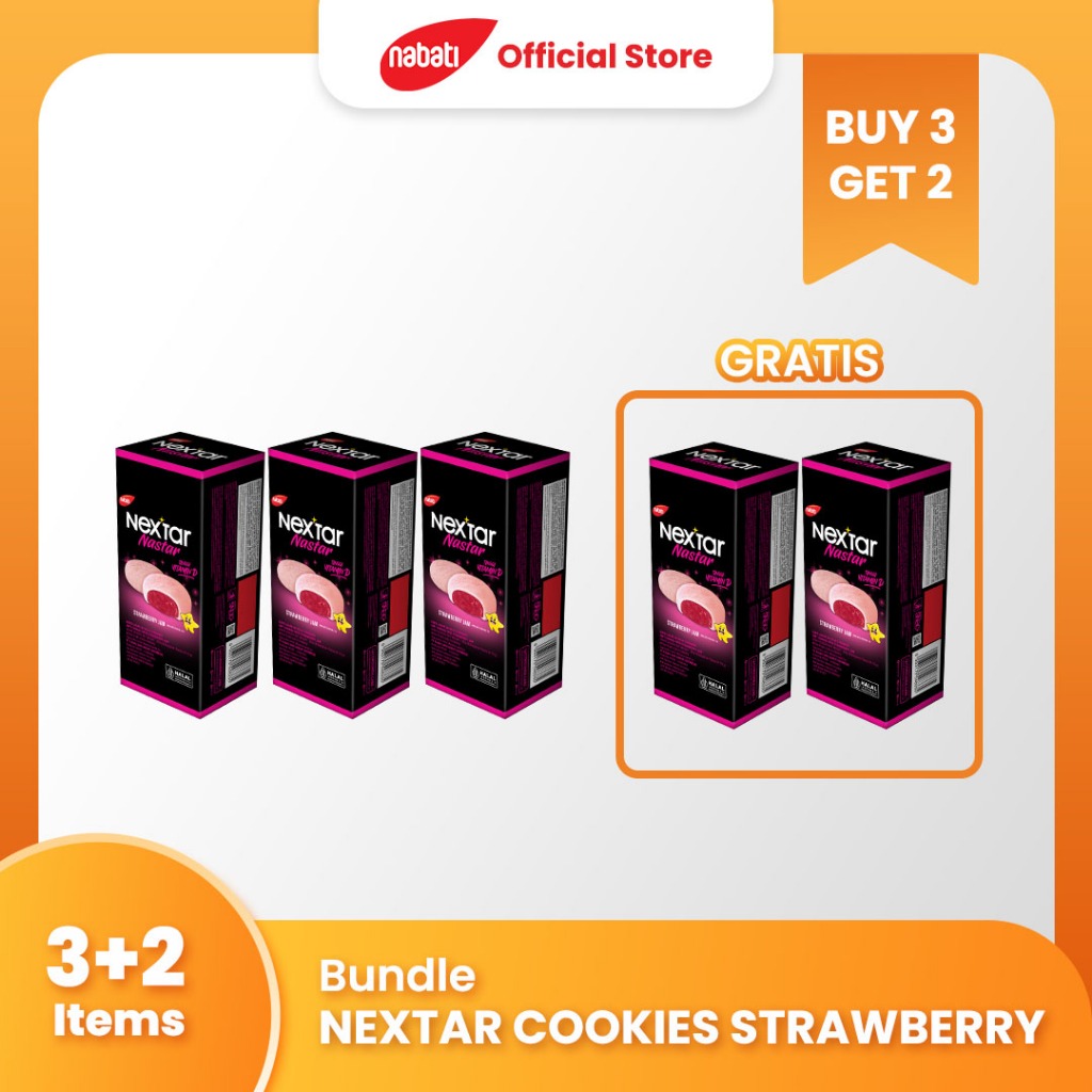 Jual [Bundle Pack Isi 5] Nextar Cookies Strawberry 80g | Shopee Indonesia