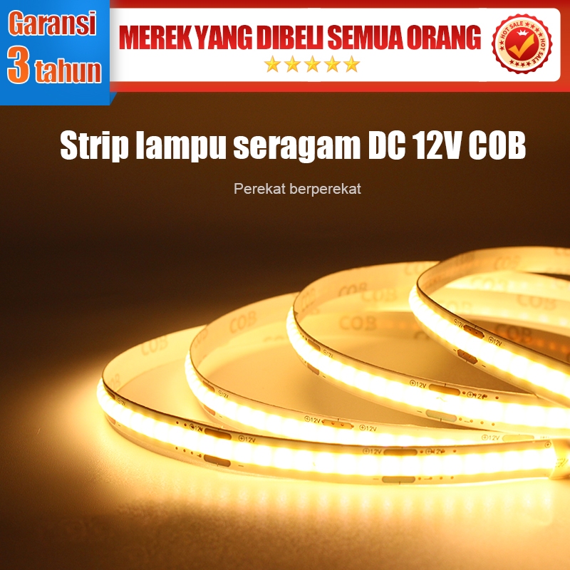Jual Lampu LED Strip COB 12V 5M 320 LED - Putih Dingin / Hangat ...