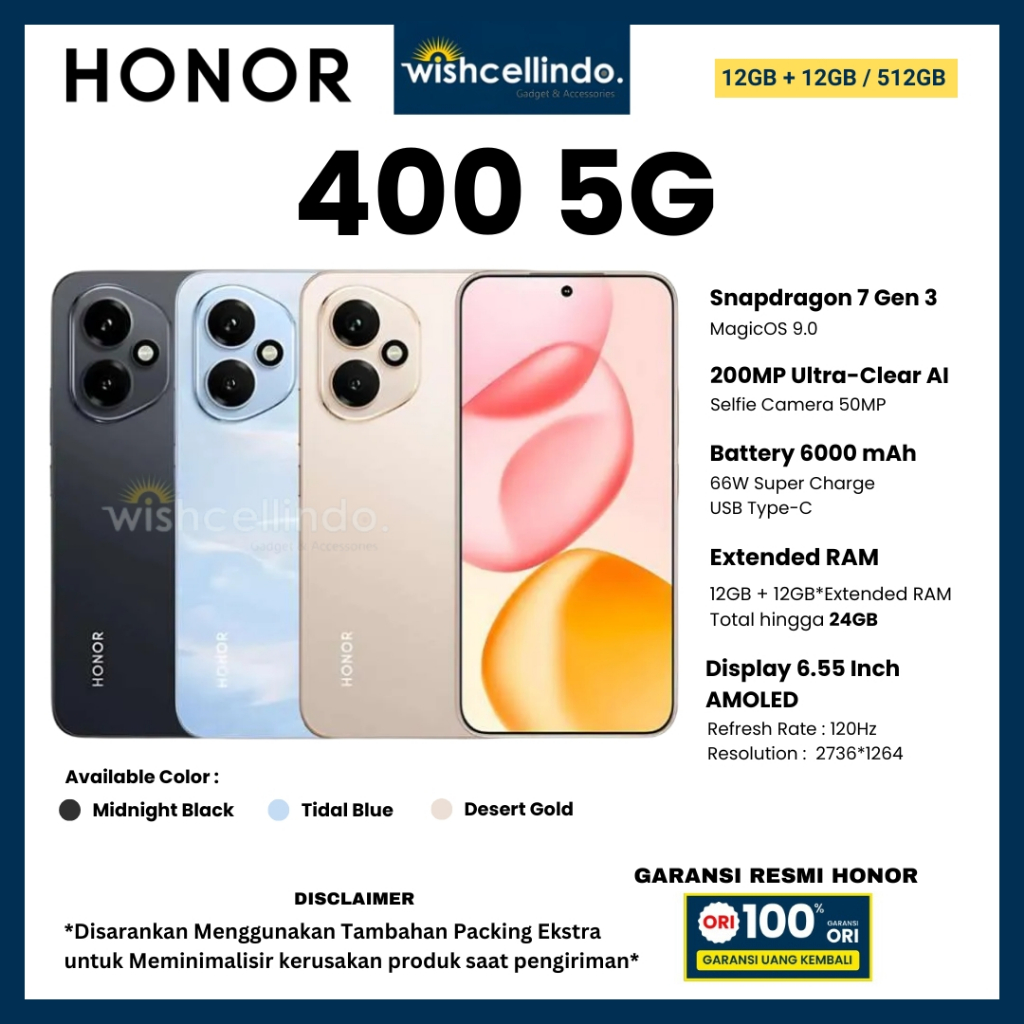 Jual HONOR 400 5G 12/512GB, dan HONOR 400 LITE 5G 8/256 GB (Garansi ...