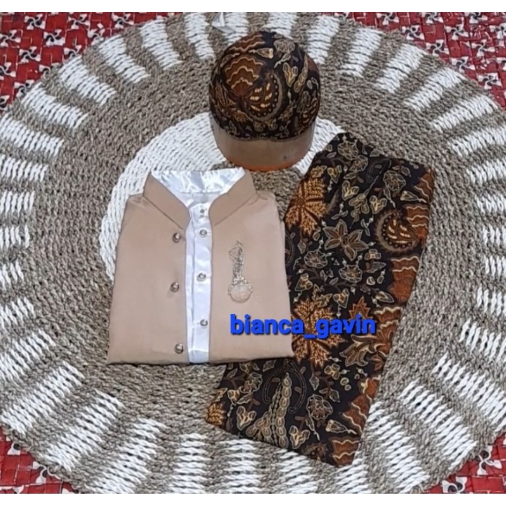 Jual [1 Set] Beskap Hewes Mocca + Jarik Instan + Blangkon/ Baju Adat ...